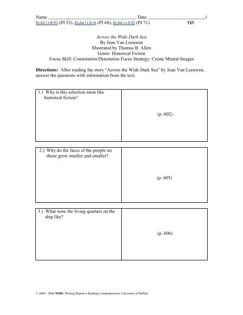 Across the Wide Dark Sea - University at Buffalo