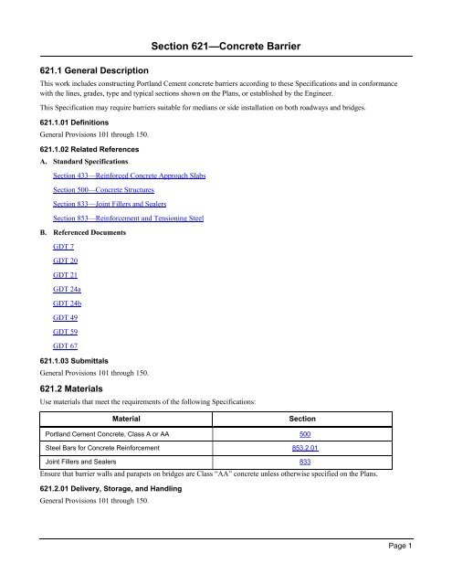 Section 621 Concrete Barrier