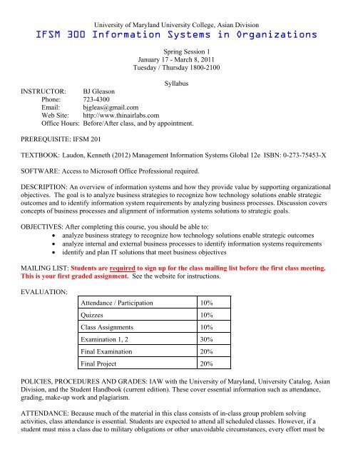 IFSM 300 Information Systems in Organizations