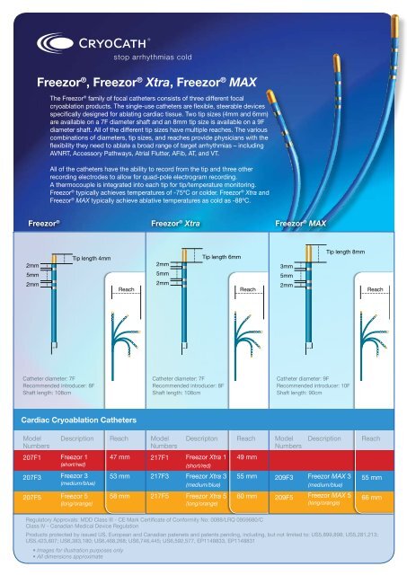 FreezorÂ®, FreezorÂ® Xtra, FreezorÂ® MAX - CryoCath