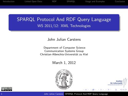 SPARQL Protocol And RDF Query Language - Christian-Albrechts ...