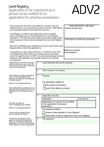 Form CH1 â Legal charge of registered estate - Land Registry