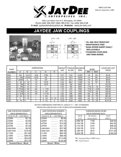 JAYDEE JAW COUPLINGS
