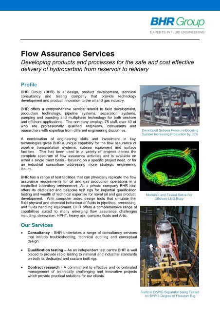 Flow Assurance Services - BHR Group