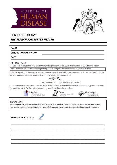 HSC Biology Worksheet - School of Medical Sciences