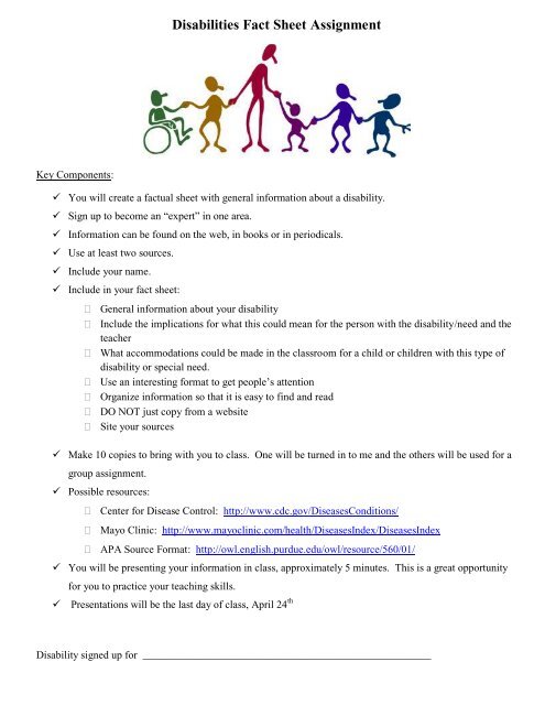 Disabilities Fact Sheet Assignment