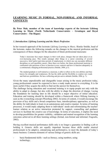 learning music in formal, non-formal and informal contexts