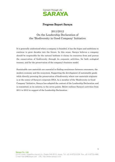 Progress Report Leadership Declaration 2012 - Business and ...