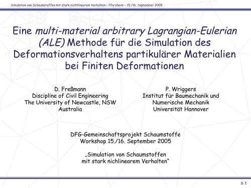 Eine multi-material arbitrary Lagrangian-Eulerian (ALE) - am IFM Eine multi-material arbitrary Lagrangian-Eulerian (ALE) - am IFM