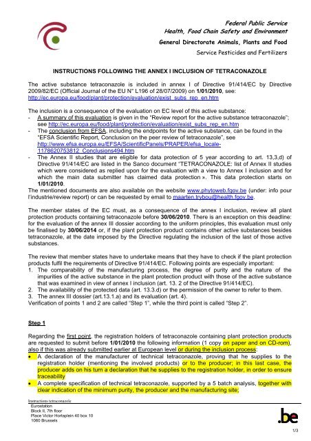 Federal Public Service Health, Food Chain Safety and ... - fyto