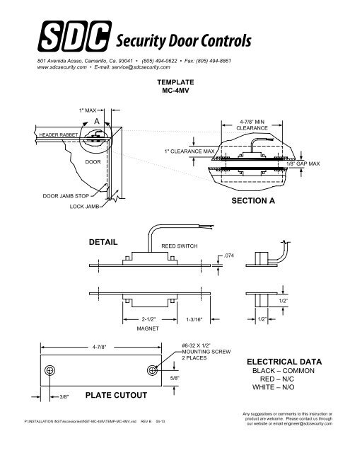 Installation - SDC Security Door Controls