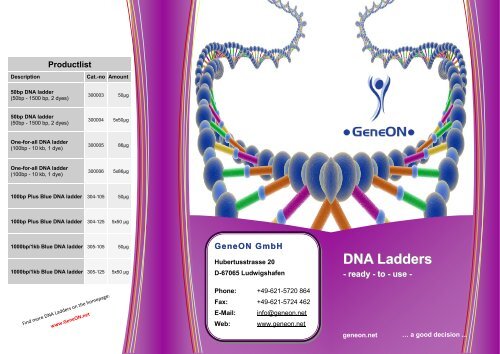 DNA Ladders product flyer - GeneON