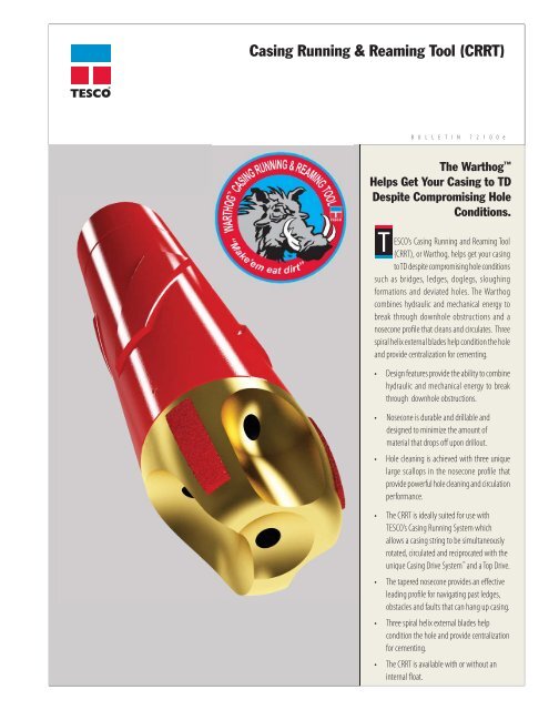 72100e Casing Reaming Tool - new.indd - TESCO Corporation