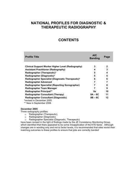 national profiles for diagnostic & therapeutic ... - NHS Employers