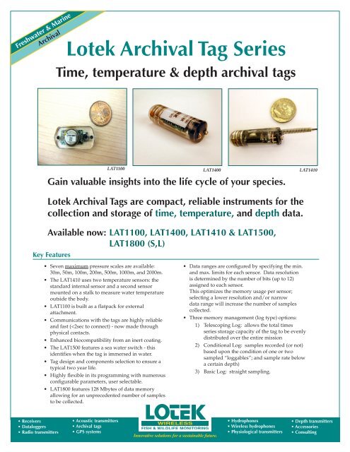 Lotek Archival Tag Series Time, temperature & depth ... - Biotrack