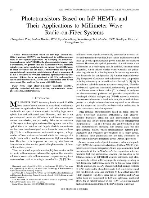 Phototransistors Based on InP HEMTs and Their Applications - MDCL