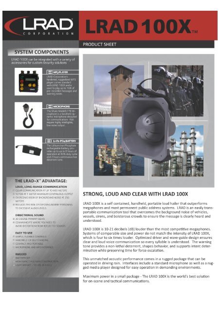 Long Range Acoustic Device (LRAD 100X) - ST Electronics