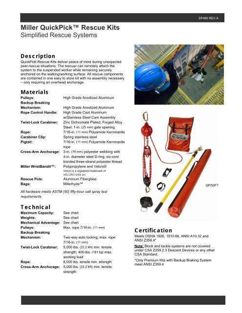 Miller QuickPickâ„¢ Rescue Kits - Honeywell Safety Products