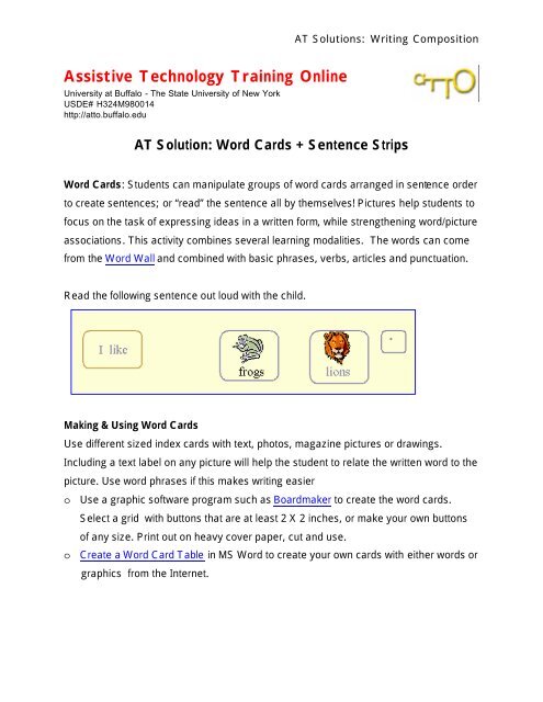 word cards - sentence strips - Assistive Technology Training Online ...