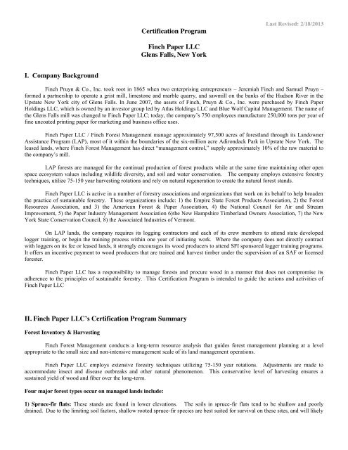 This program - Finch Forest Management