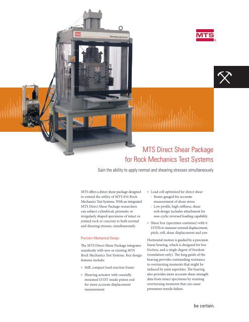 MTS Direct Shear Package for Rock & Concrete