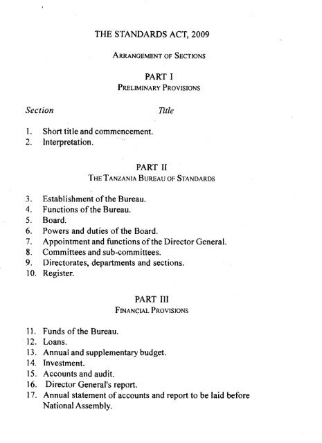 Standards_Act - Tanzania Bureau of Standards