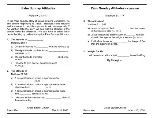 Sermon Notes - Grace Baptist Church