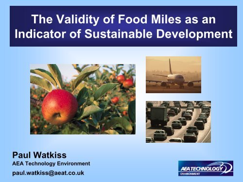 The Validity of Food Miles as an Indicator of Sustainable Development