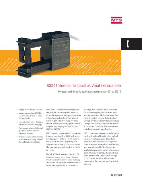 633.11 Elevated Temperature Axial Extensometer - MTS
