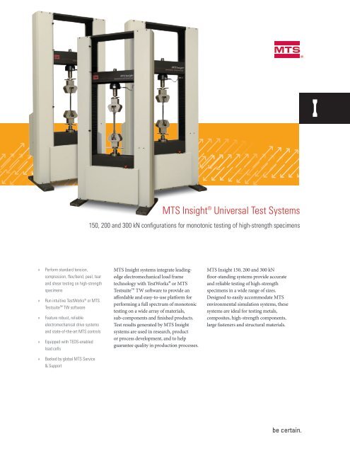 MTS InsightÃ‚Â® Universal Test Systems