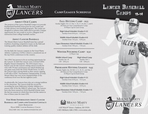 Lancer Baseball Camps - Mount Marty College