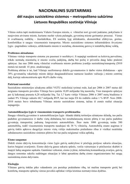 NACIONALINIS SUSITARIMAS dÄ l naujos ... - Vilniaus Metro