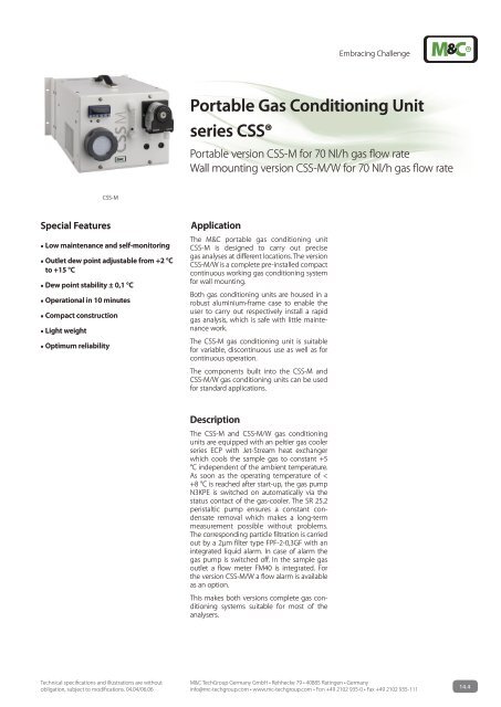 Portable Gas Conditioning Unit series CSS® - M&C