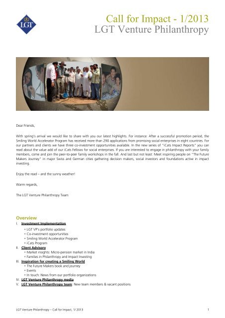 Call for Impact - 1/2013 LGT Venture Philanthropy