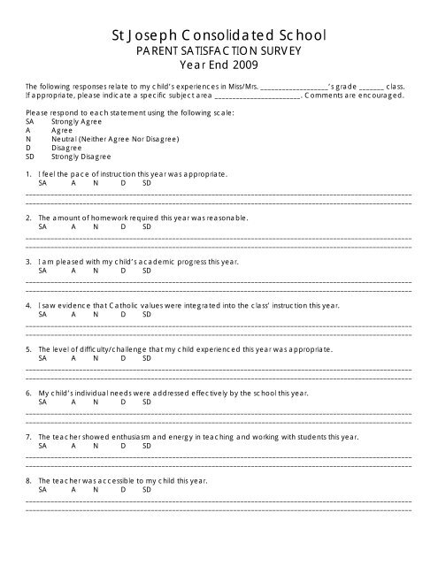 Parent Satisfaction Survey - St. Joseph Consolidated School