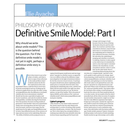 Definitive Smile Model: Part I - ITO 33