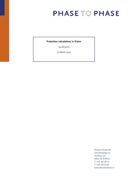 Protection calculations in Vision - Phase to Phase