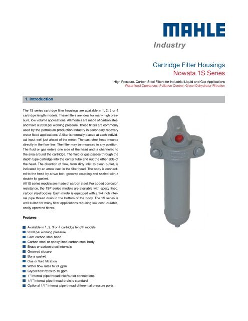 Cartridge Filter Housings Nowata 1S Series - MAHLE Industry ...