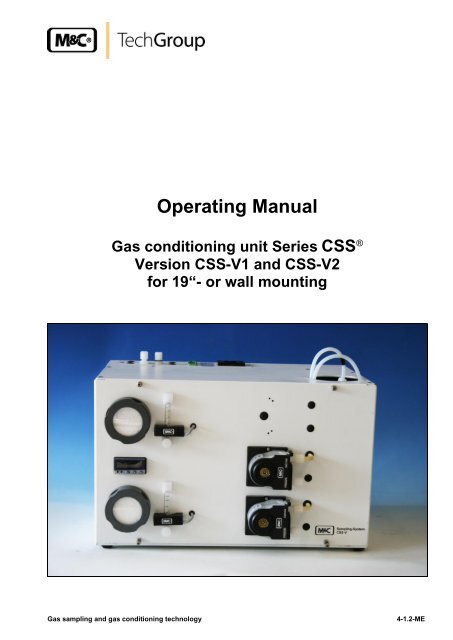Operating Manual Gas conditioning unit Series CSS
