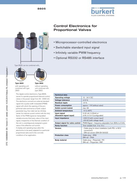 Control Electronics for Proportional Valves - Fine Controls