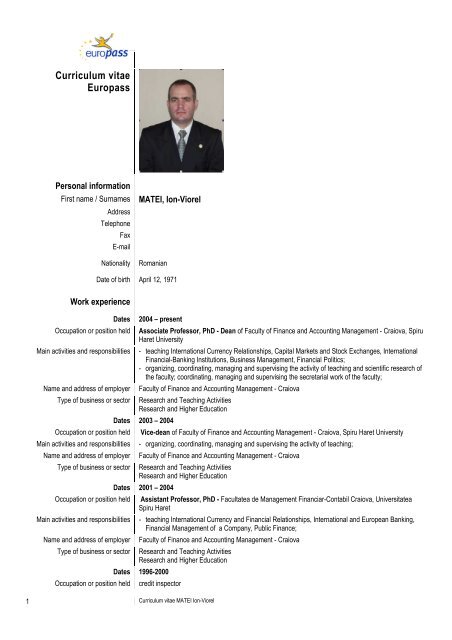 Management Financiar Contabil Craiova-CV si Lista de lucrari Conf ...