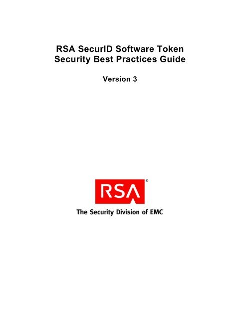 Rsa Securid Software Token Security Best Practices Guide