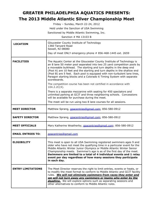 GPAC March Silver Champs - Middle Atlantic Swimming