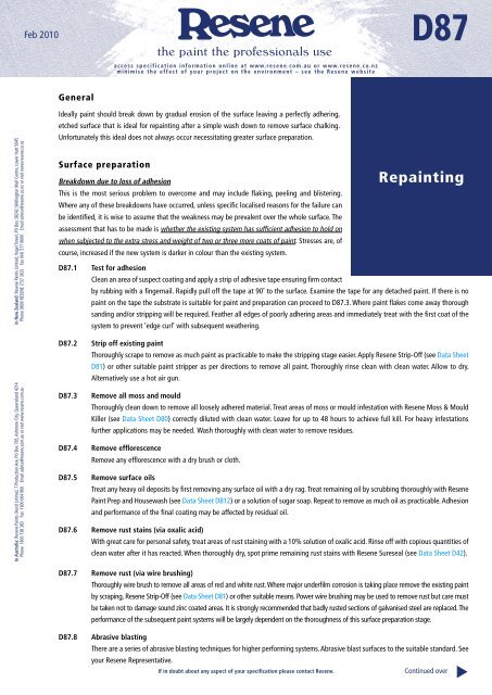 d87 - How to prepare surfaces for repainting - Resene
