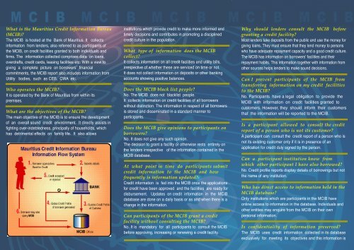 (MCIB)? - Bank of Mauritius