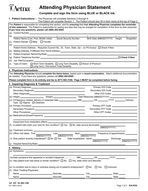 Attending Physician Statement Attending Physician Statement