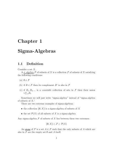 Chapter 1 Sigma-Algebras