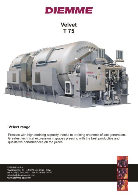 Diemme Velvet Tank Press T 75 - ColloPack