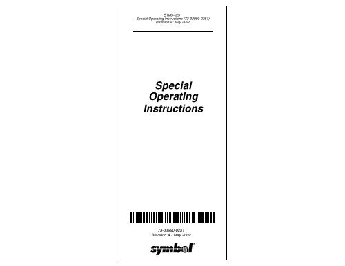 Special Operating Instructions - Symbol