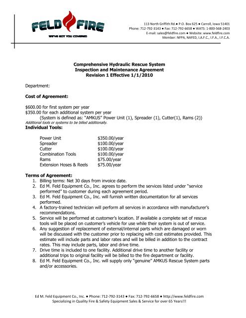 Rescue Tool Service Contract - Fire Fighting Equipment